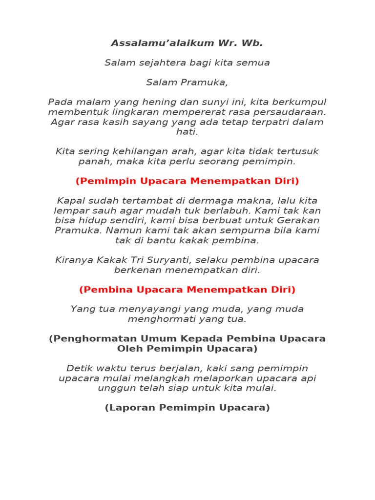 Upacara Api Unggun Pramuka: Semangat dan Persaudaraan | PDF