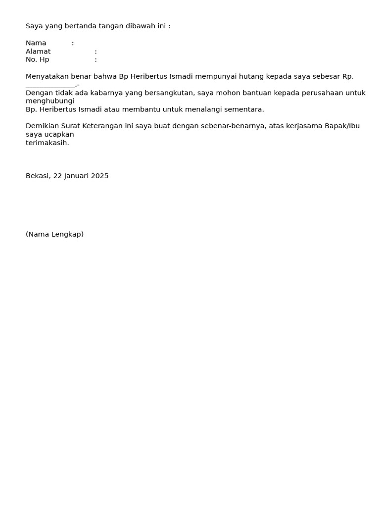 Saya Yang Bertanda Tangan Dibawah Ini | PDF