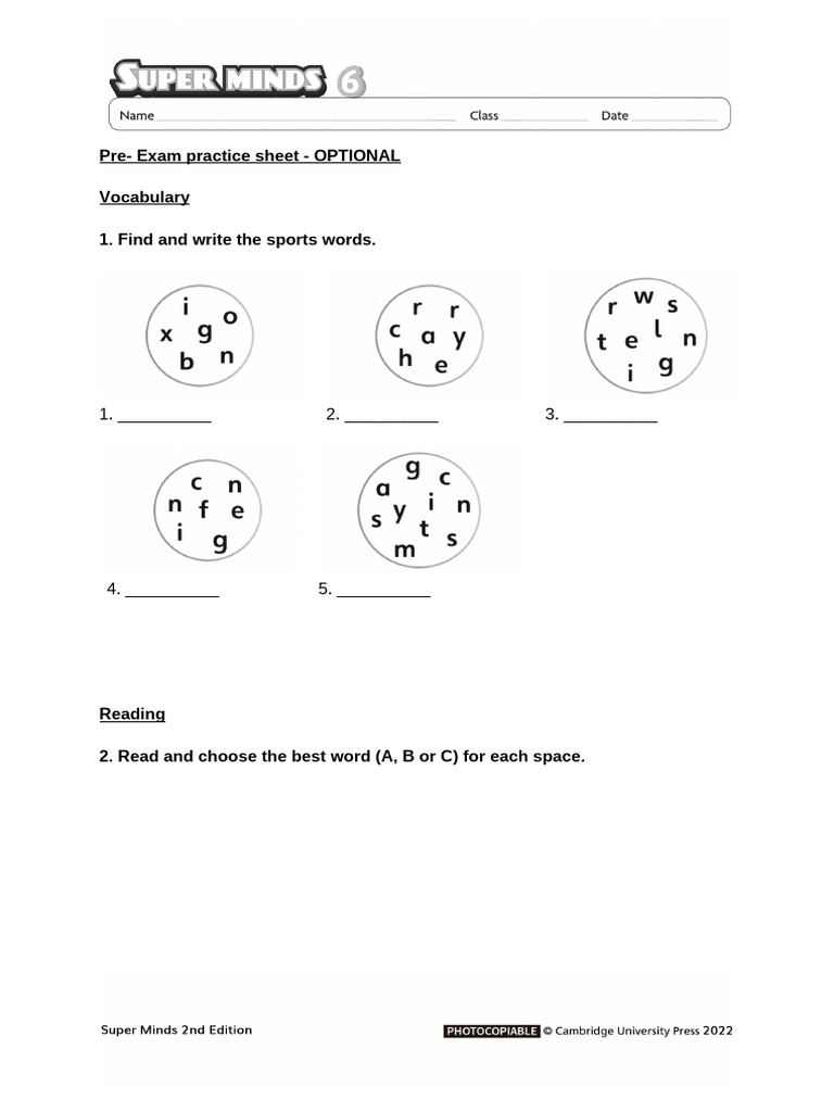 Pre Exam Practice Sheet - Optional | PDF