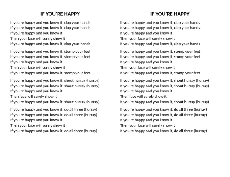 "If You're Happy: Sing-Along Lyrics" | PDF