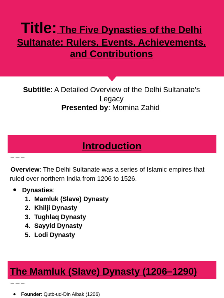 The Five Dynasties of The Delhi Sultanate - Rulers, Events ...