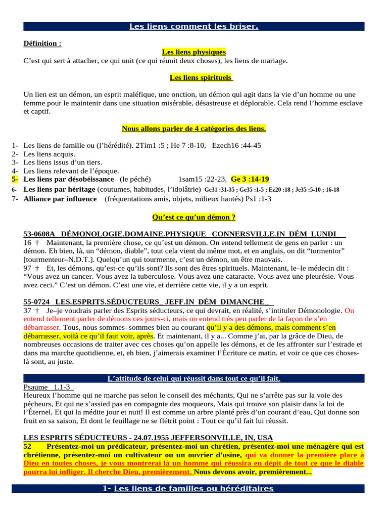 Briser les liens familiaux et spirituels | PDF | Démons | Dieu