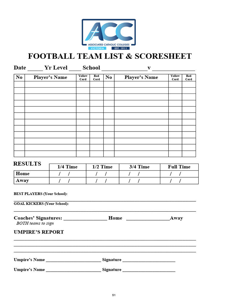 AFL Scoresheet | PDF
