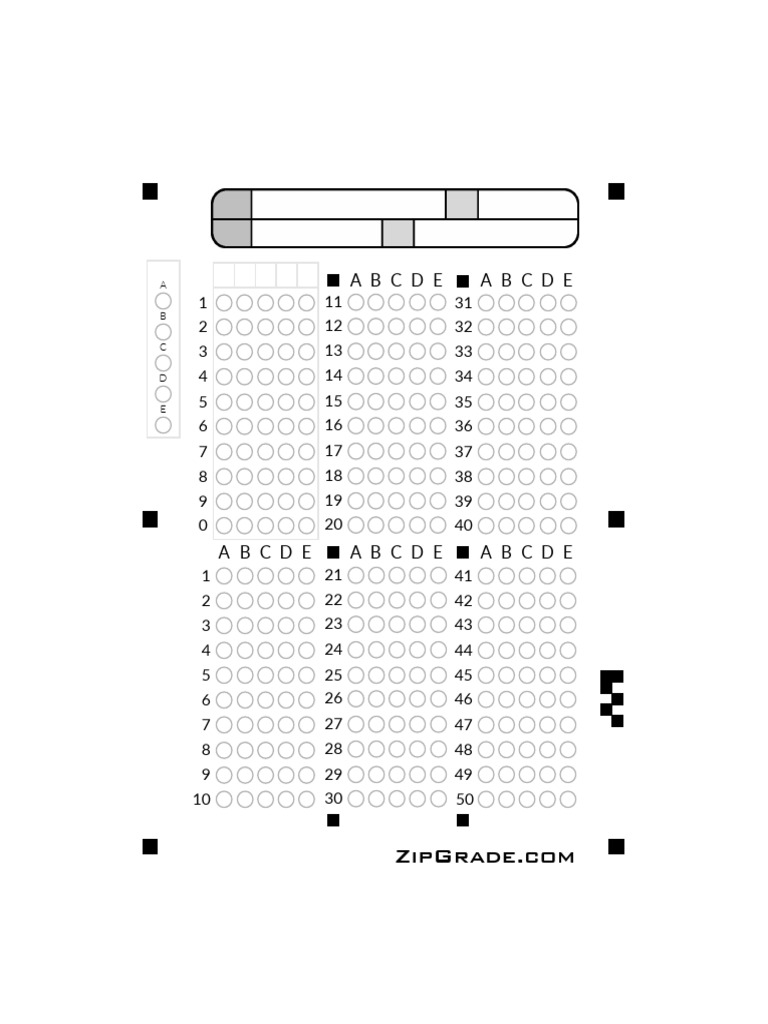 Zip Grade 50 Questionv 2 | PDF | Stationery