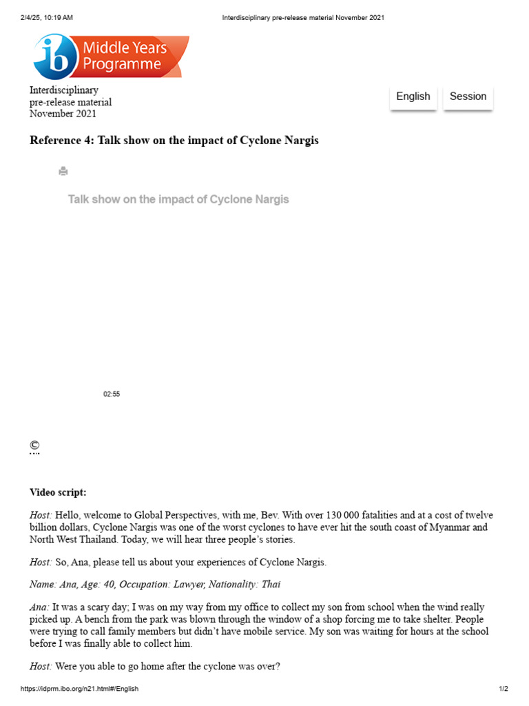 Idu Talk Show On The Impact of Cyclone Nargis Prerelease 4 | PDF | Tropical Cyclones