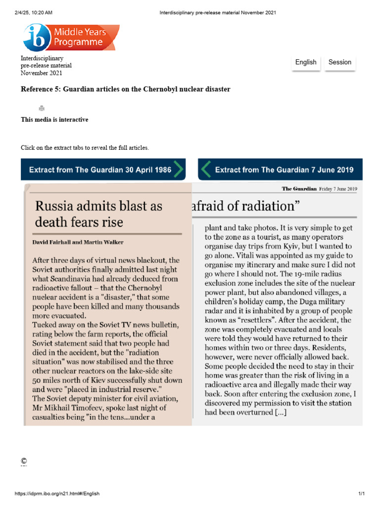 Idu Guardian Article on Chernobyl Disaster Prerelease 5 | PDF