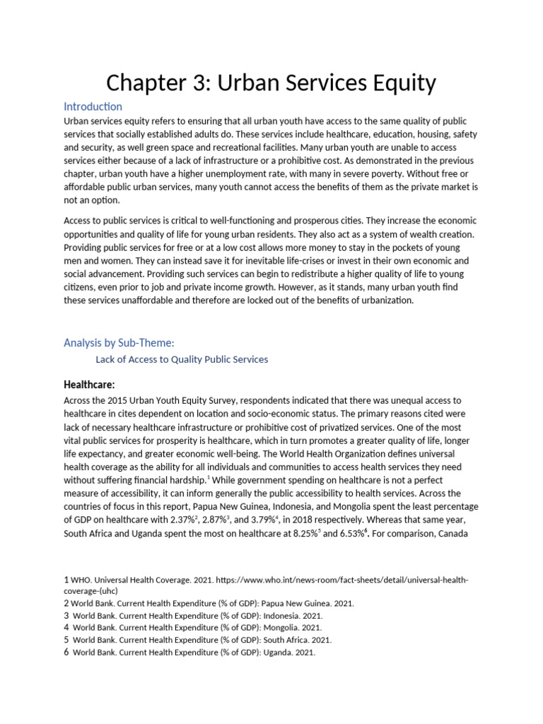 Urban Youth Access to Public Services | PDF | Violence | Maternal Death