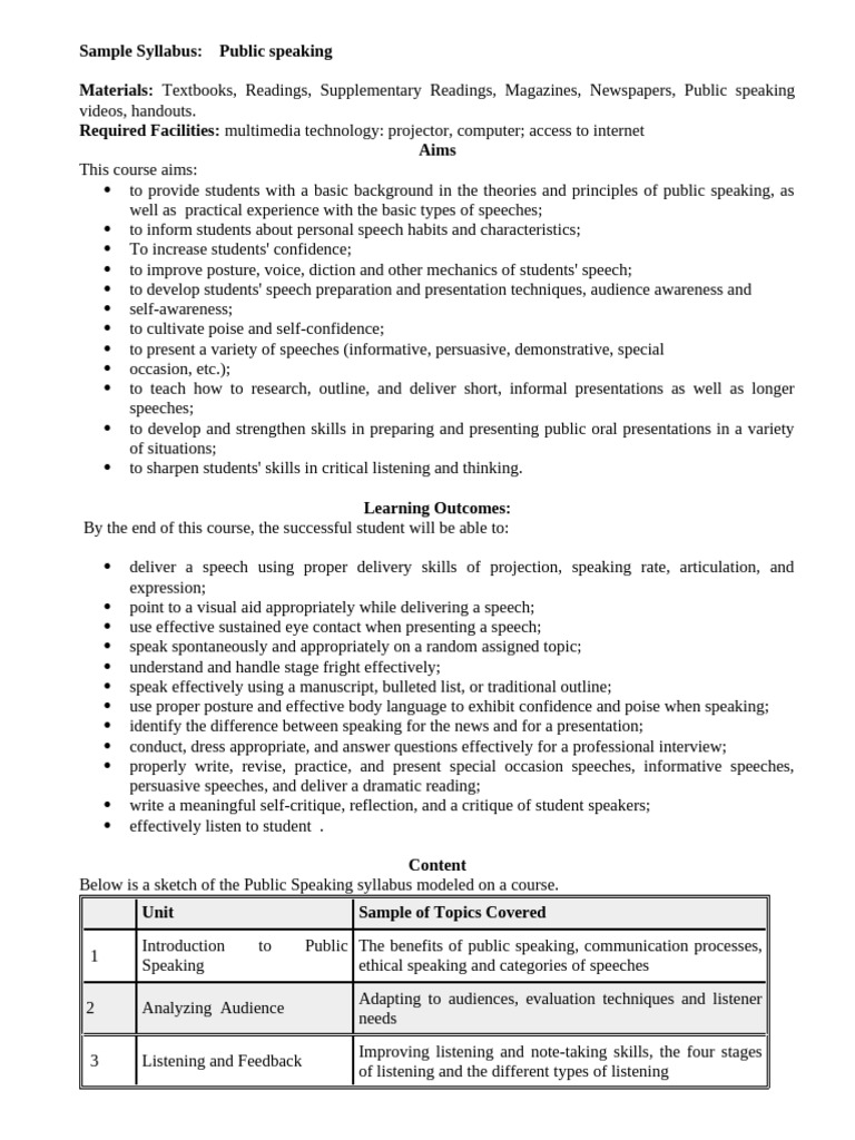 syllabus | PDF | Public Speaking | Rhetoric