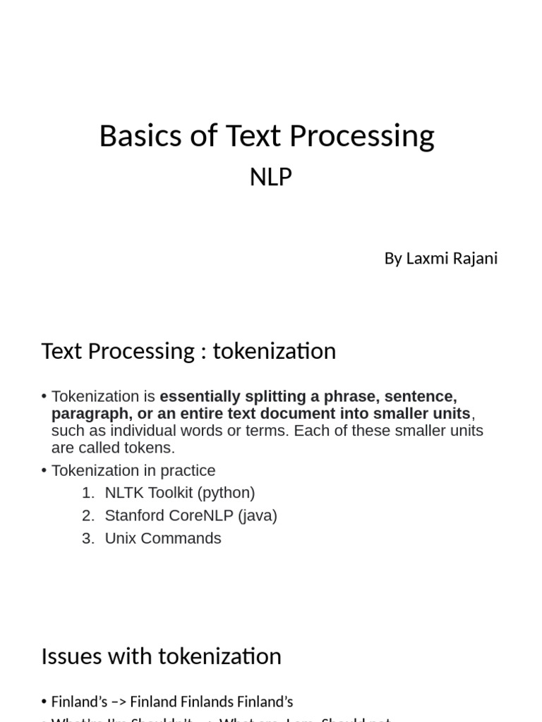 Text Processing Basics in NLP | PDF