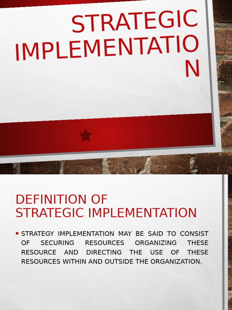 Strategic Implementation | PDF | Competitive Advantage | Strategic Planning