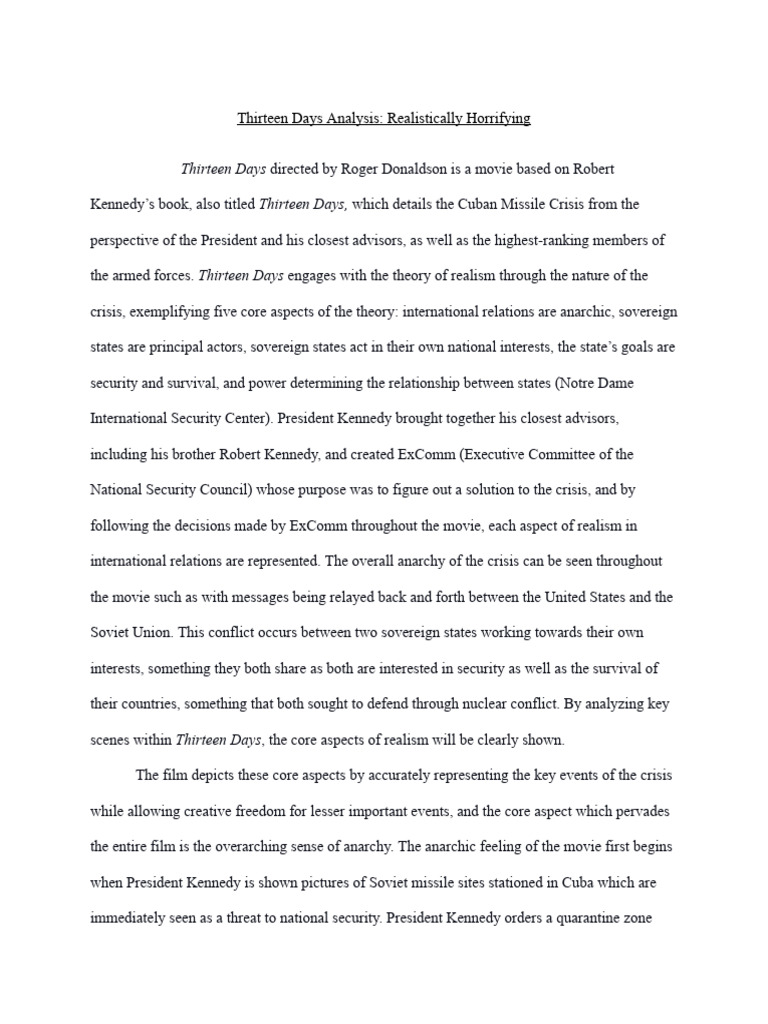 Thirteen Days in Four Pages, Film Analysis | PDF | John F. Kennedy ...