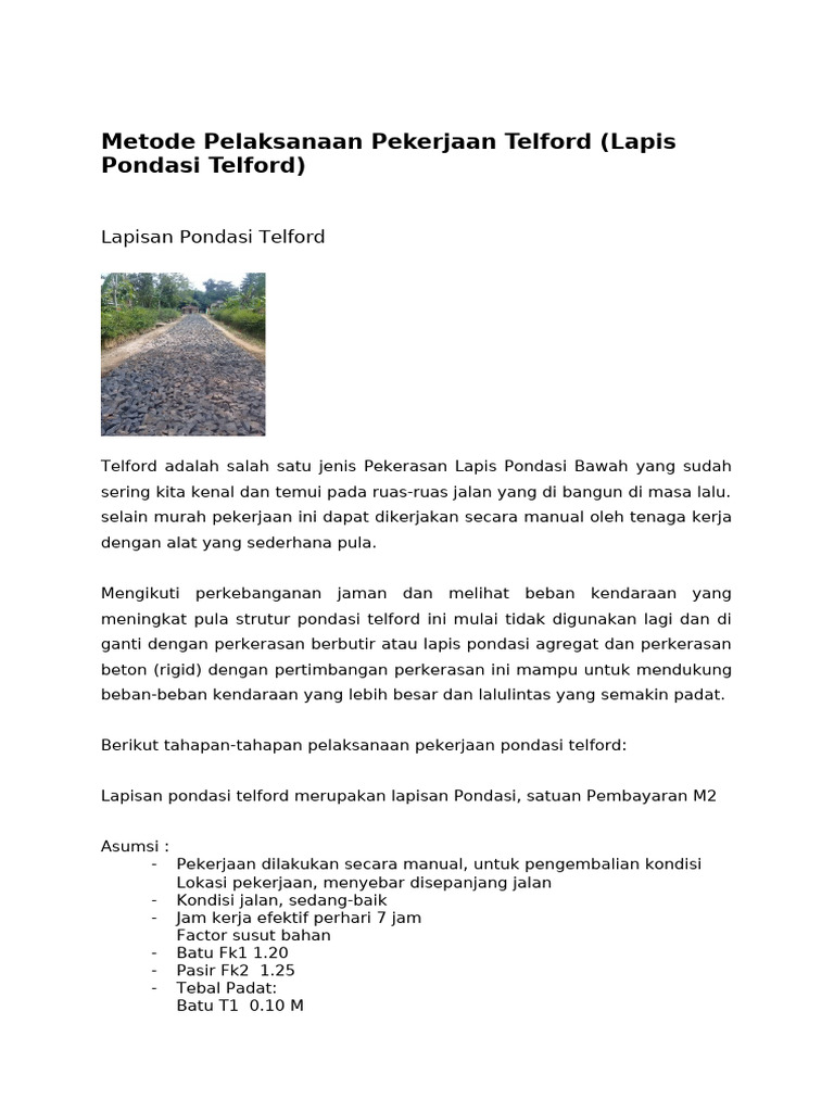 Metode Pekerjaan Pondasi Telford | PDF