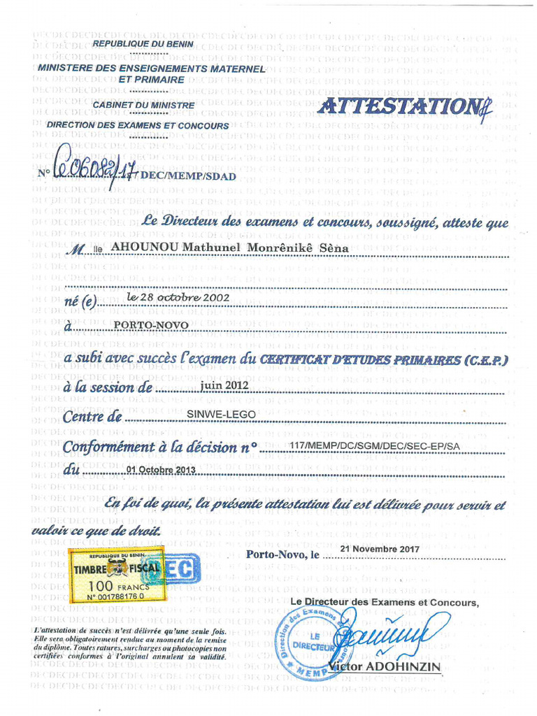 Attestation Cep | PDF