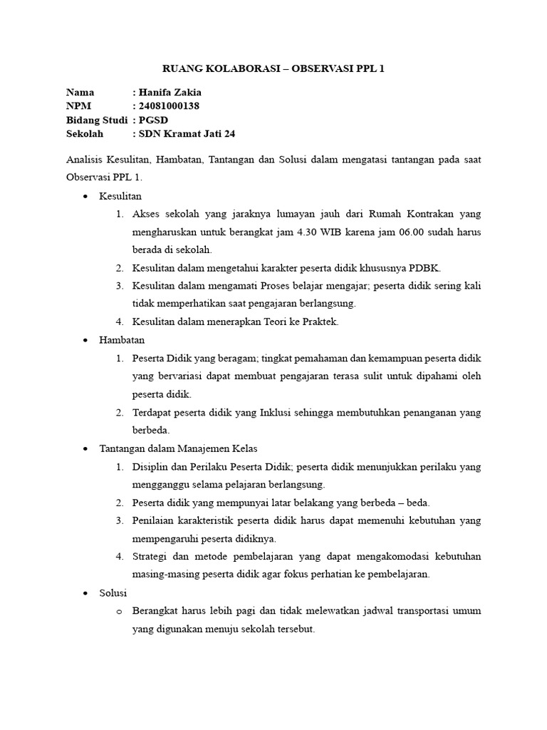 RUANG KOLABORASI PPL 1 Hanifa Zakia_24081000138 | PDF