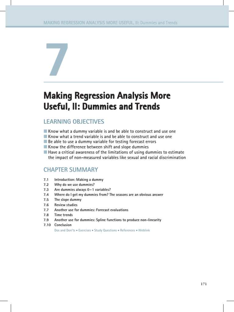 Making Regression Analysis More Useful, II - Dummies and Trends | PDF | Regression Analysis ...