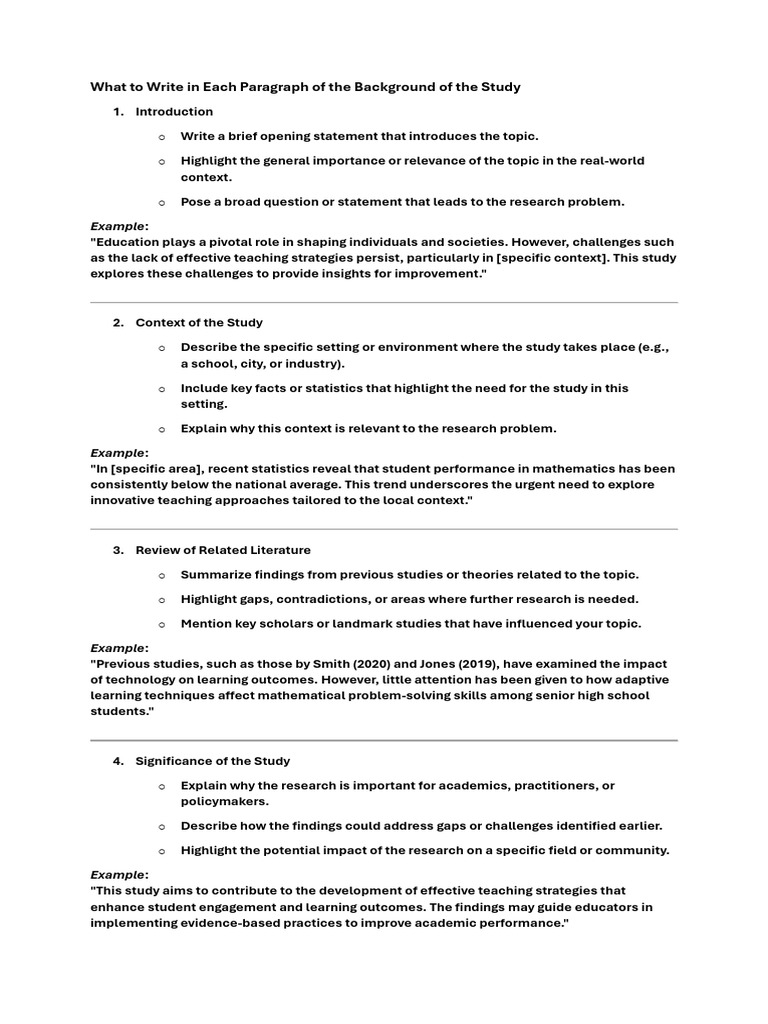 Background of The Study and Framework Outline | PDF | Cognition | Learning