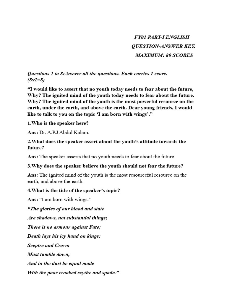 First Year Higher Secondary Second Term Exam English Question-Answer ...