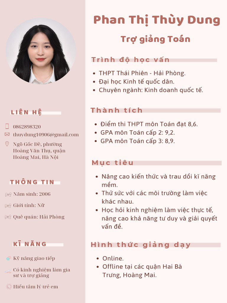 CV - Phan Thị Thùy Dung | PDF