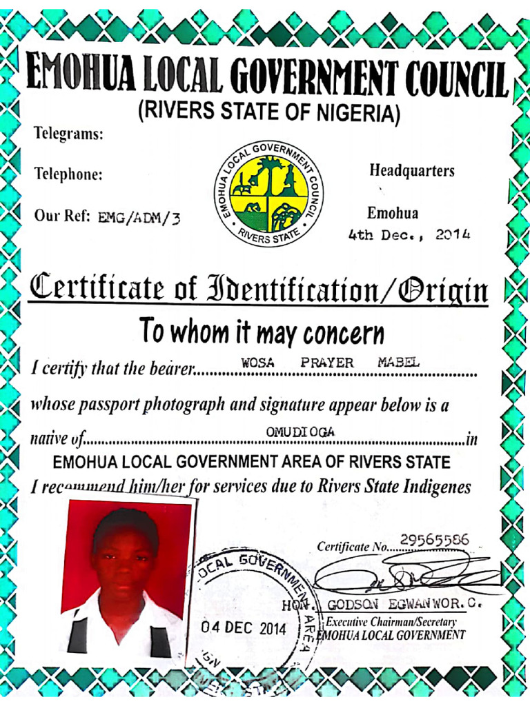 STATE OF ORIGIN CERTIFICATE | PDF