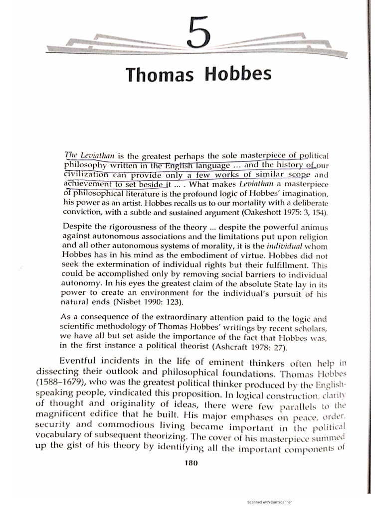 Day 1 Hobbes State of Nature and Human Nature | PDF