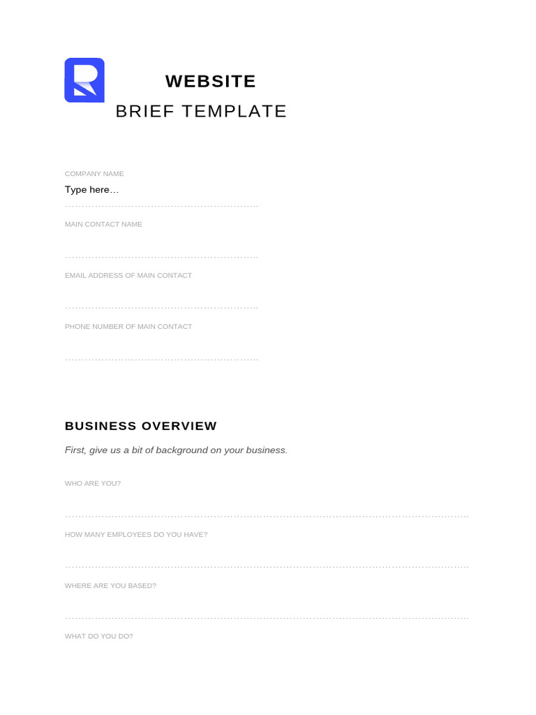 Website Brief Template | PDF | Computing | Information Technology