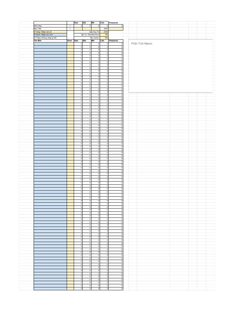 Bảng Tính Calo | PDF