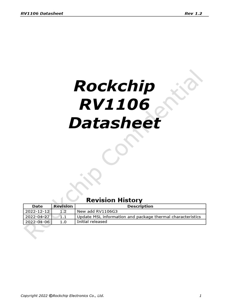 Rockchip RV1106 Datasheet V1.2 | PDF | Computing | Computer Engineering