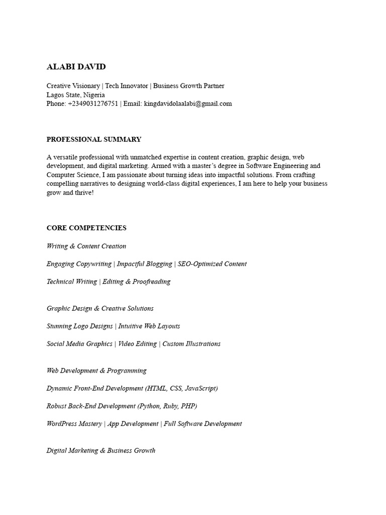 ALABI DAVID Job Resume | PDF