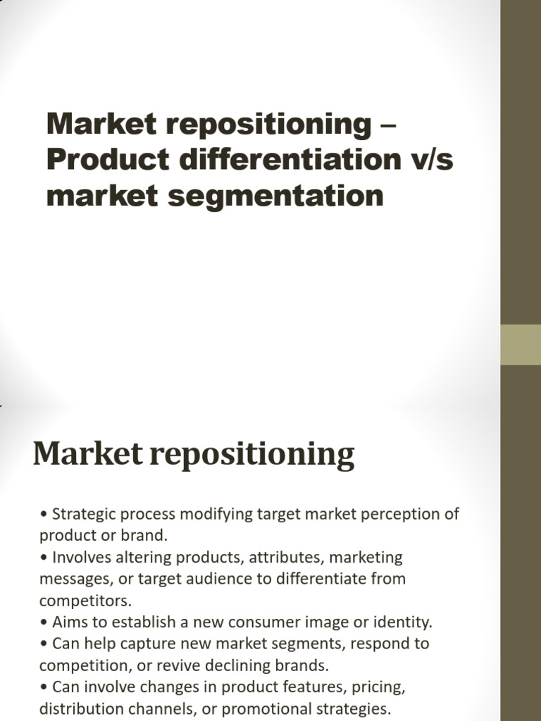 Market Repositioning - Product Differentiation V | PDF | Market ...