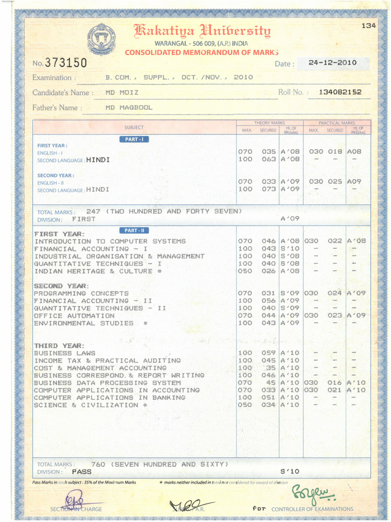 Degree Memo | PDF