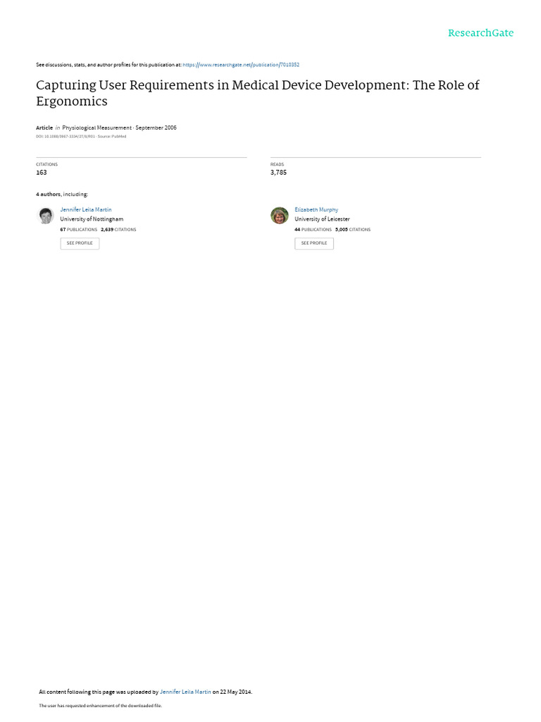 Ergonomics in Medical Device Design | PDF | Usability