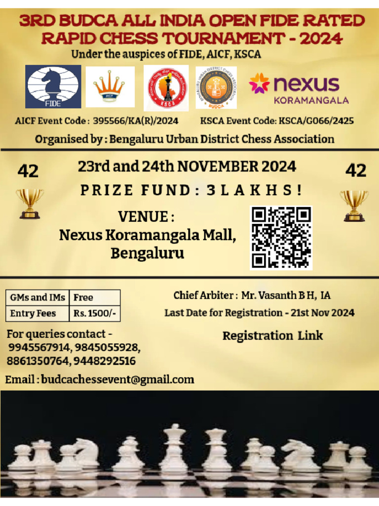 3rd BUDCA All India Open FIDE Rated Rapid & BLitz Chess Tournament 2024 ...