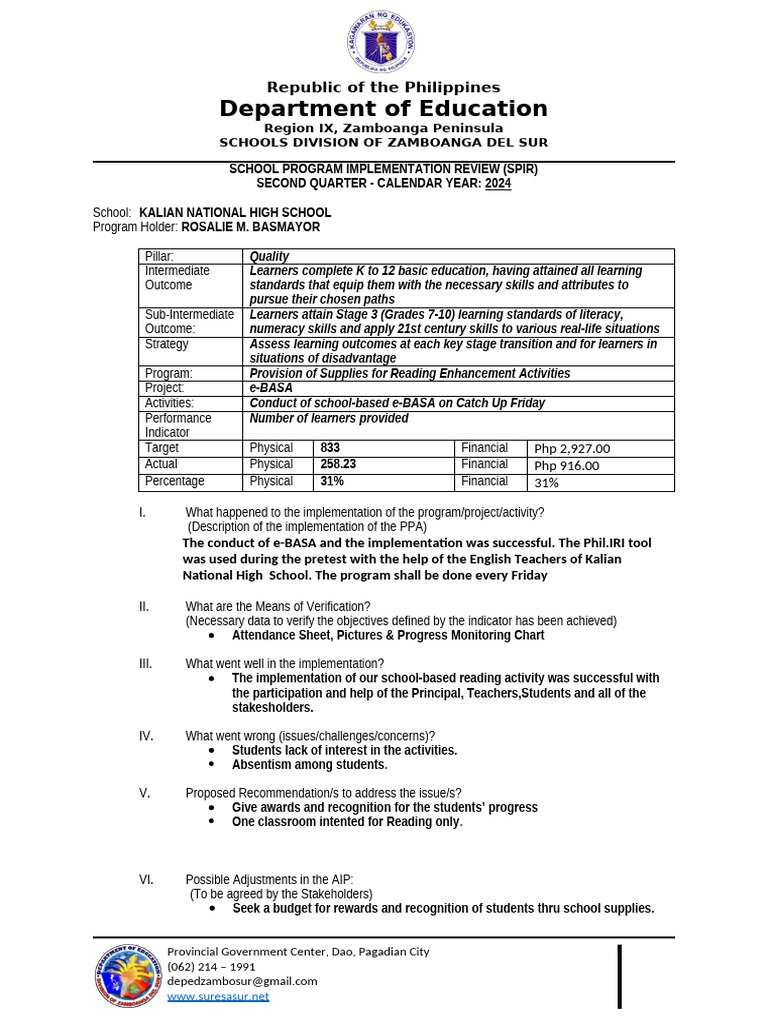 Basmayor Conduct of e Basa Jhs | PDF | Learning | Cognition