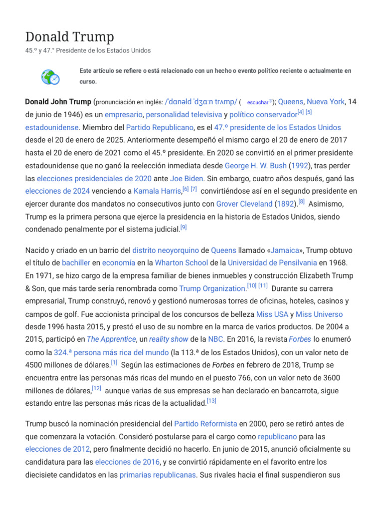 Donald Trump - Wikipedia, La Enciclopedia Libre | PDF | Donald Trump ...