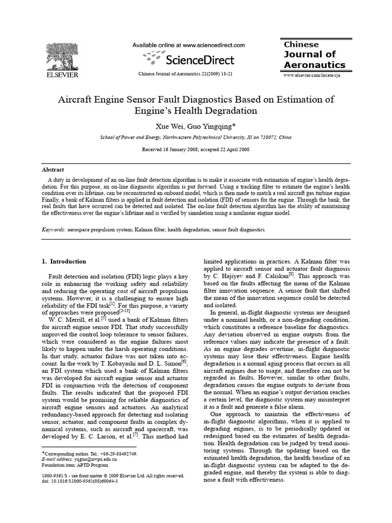 Aircraft_Engine_Sensor_Fault_Diagnostics_Based_on_ | PDF | Kalman Filter | Mechanical Engineering