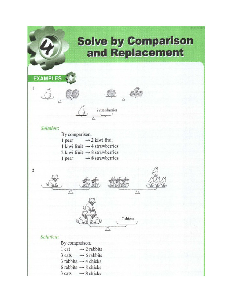 worksheet solve by comparison and replacement | PDF