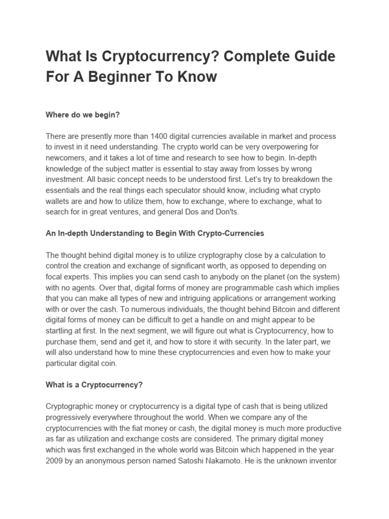 What is Cryptocurrency Complete Guide Fo (1) | PDF | Cryptocurrency | Money