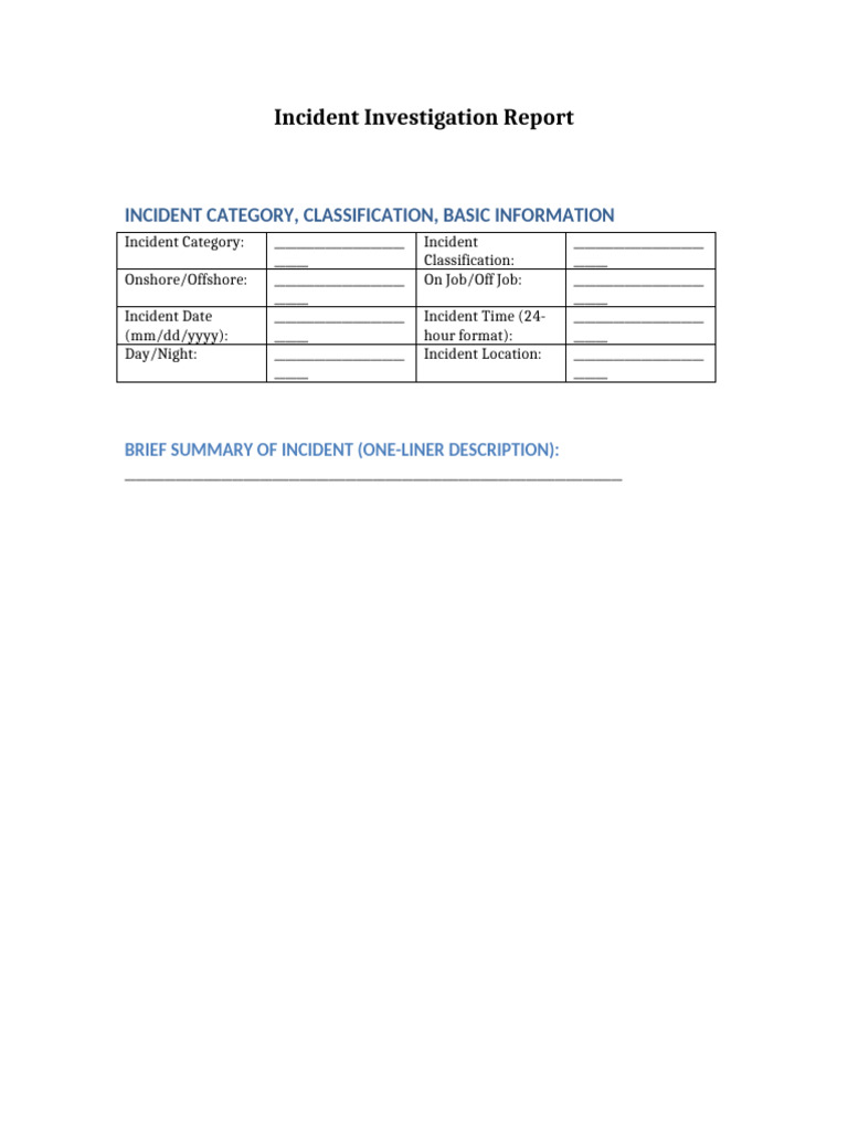 Incident Investigation Report Properly Formatted | PDF