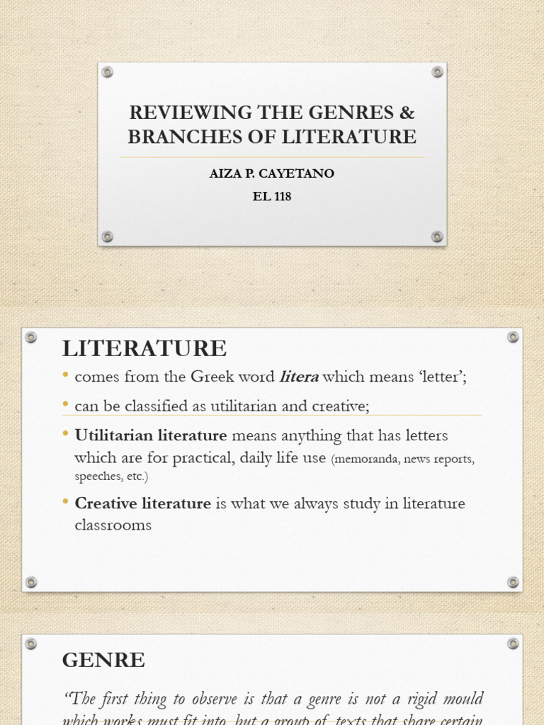 3reviewing the Genres Branches of Literature | PDF | Poetry | Genre