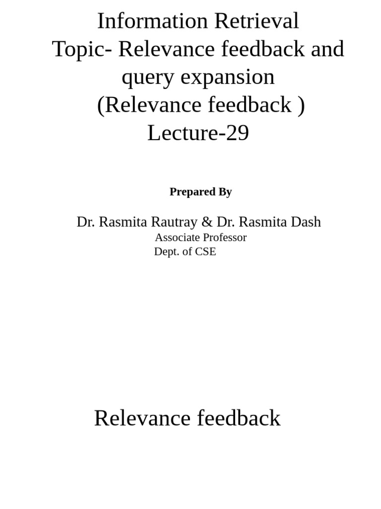 29 Relevance Feedback and Rocchio Algo | PDF | Information Retrieval ...