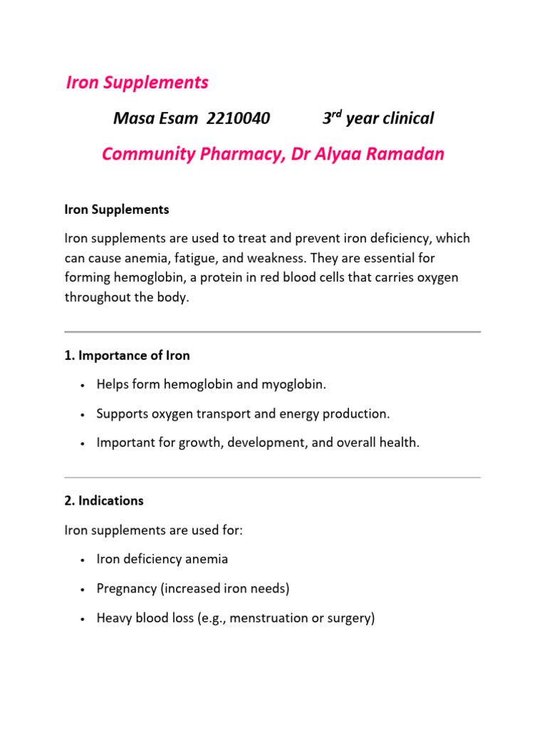 Iron Supplements | PDF