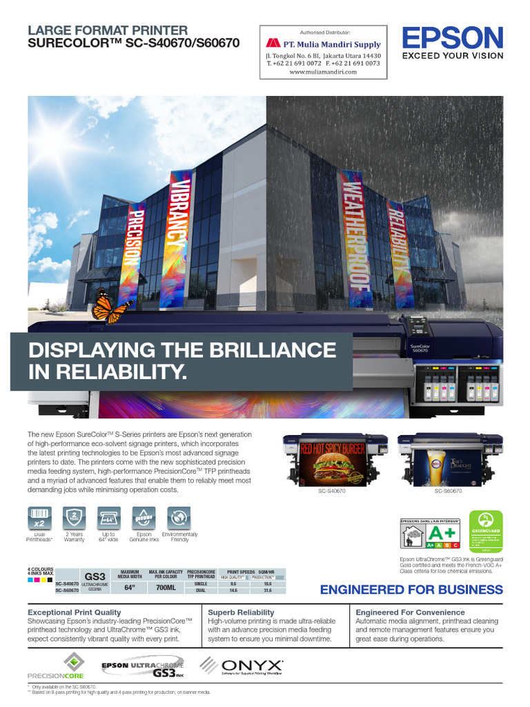 EPSON SureColor S40670 - S60670 Brochure-Sticker | PDF | Printer ...