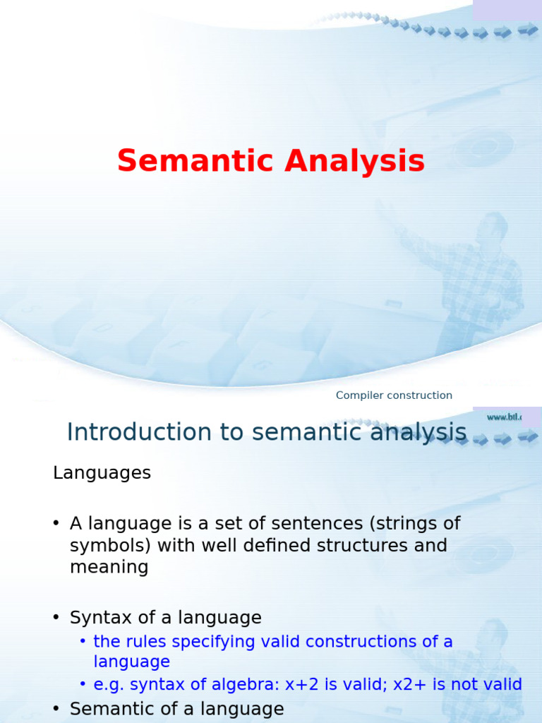 Lecture 6- Semantic Analysis | PDF | Compiler | Programming Language