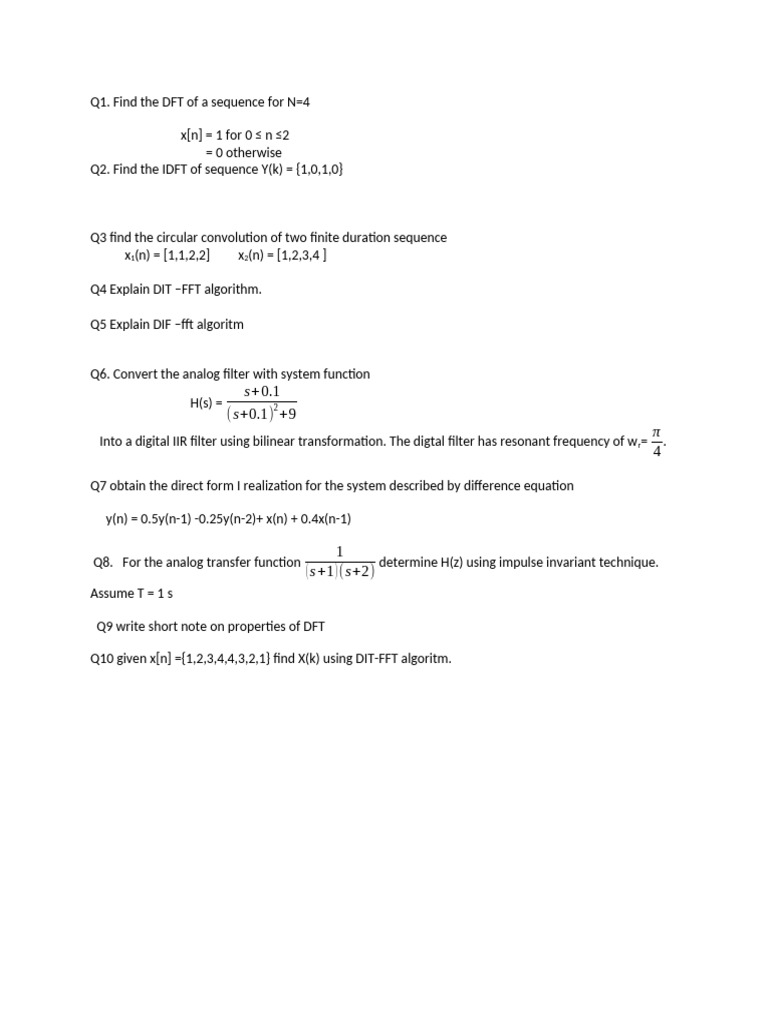 Digital Signal Processing Problems | PDF