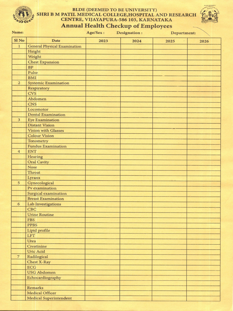 Health Check Form | PDF
