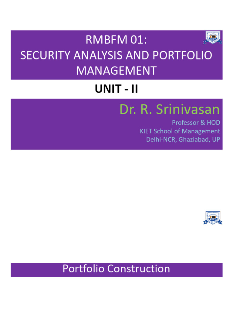 Portfolio Construction | PDF | Investment Management | Investing