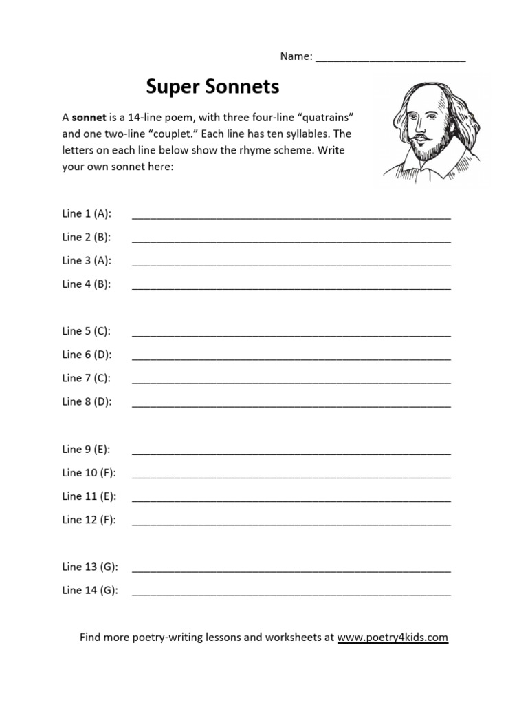 Create Your Own Sonnet Worksheet | PDF