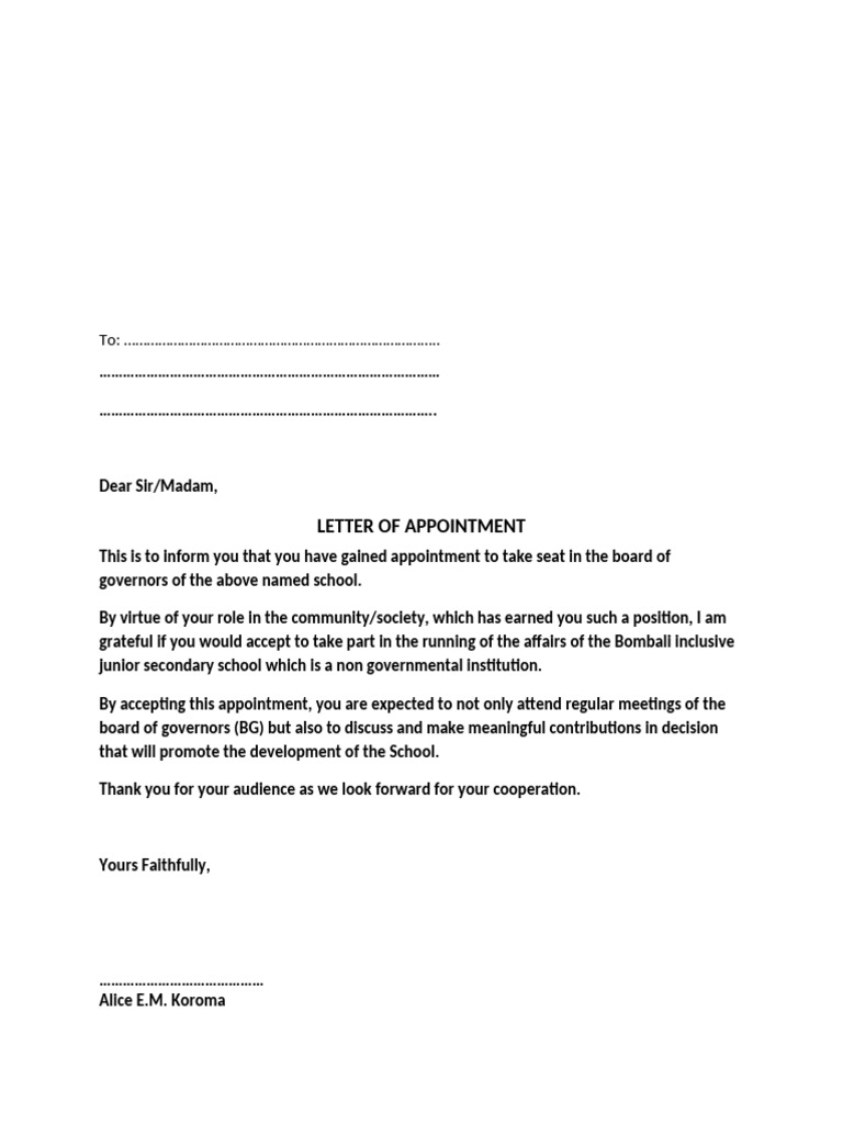 Letter of Appointment | PDF