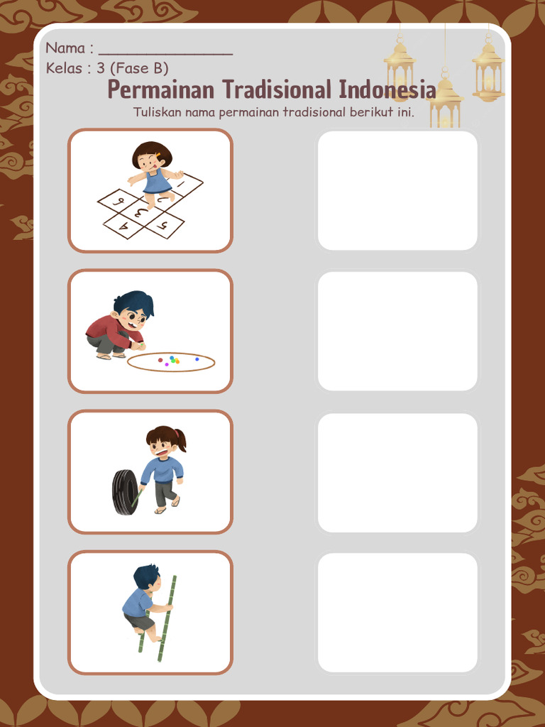 Permainan Tradisional Indonesia - LKPD Kelas 3-1 | PDF