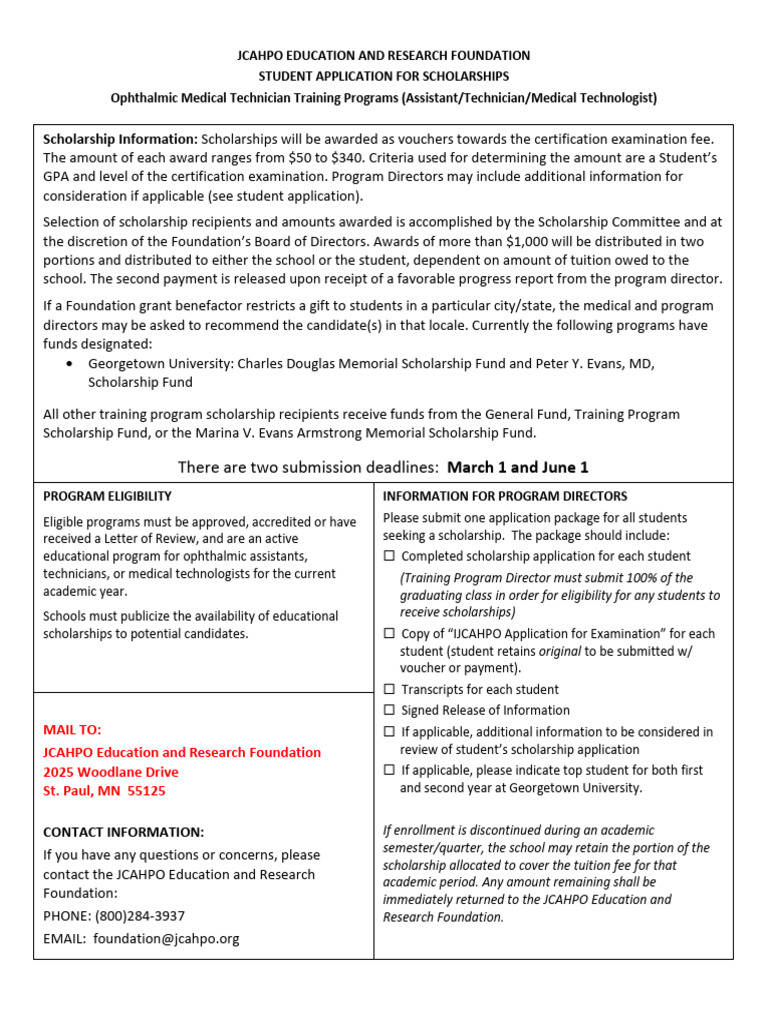 OMT Training Program Scholarship Application | PDF